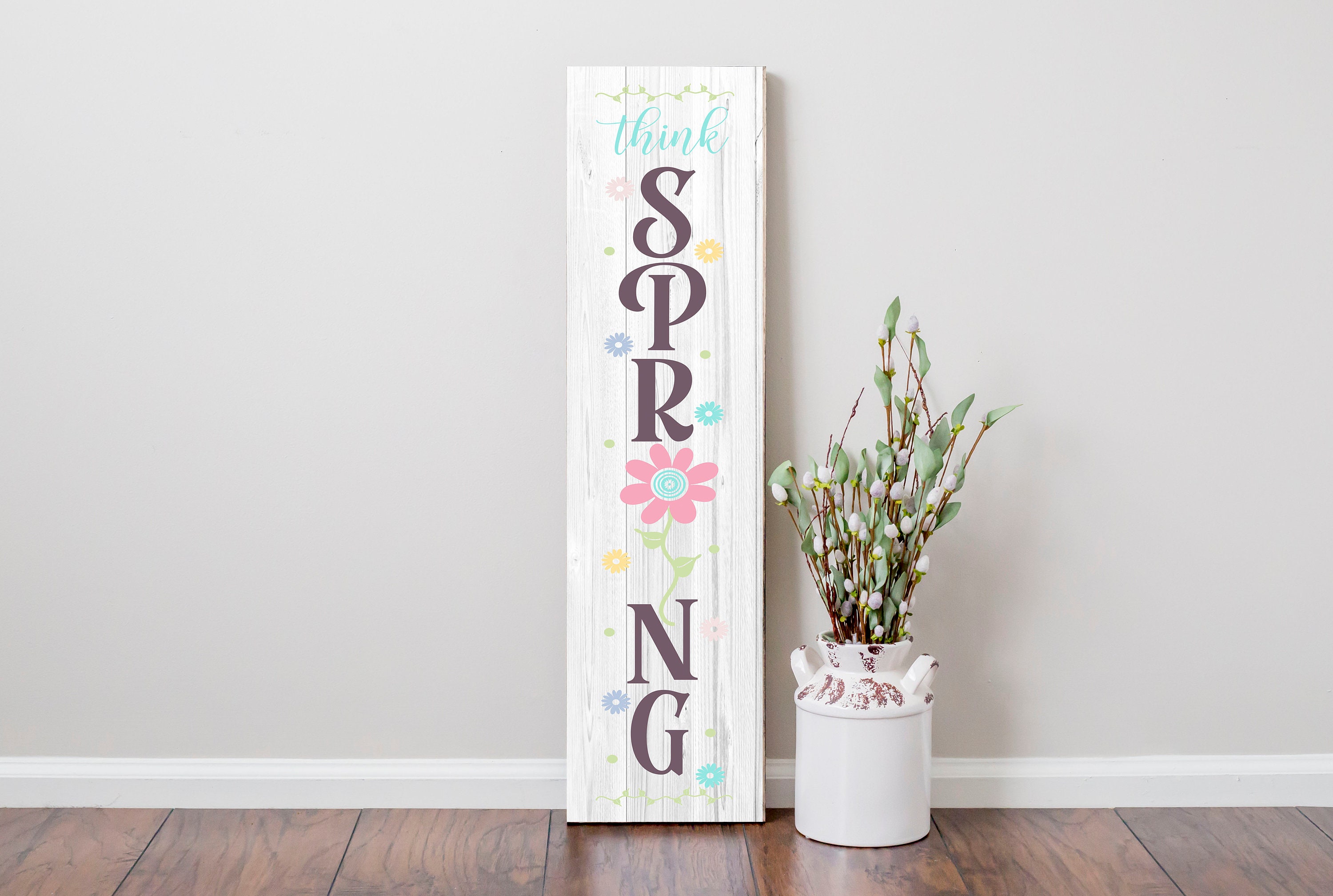 24 Inch 2 Foot Tall Think Spring Vertical Wood Print Sign | Etsy