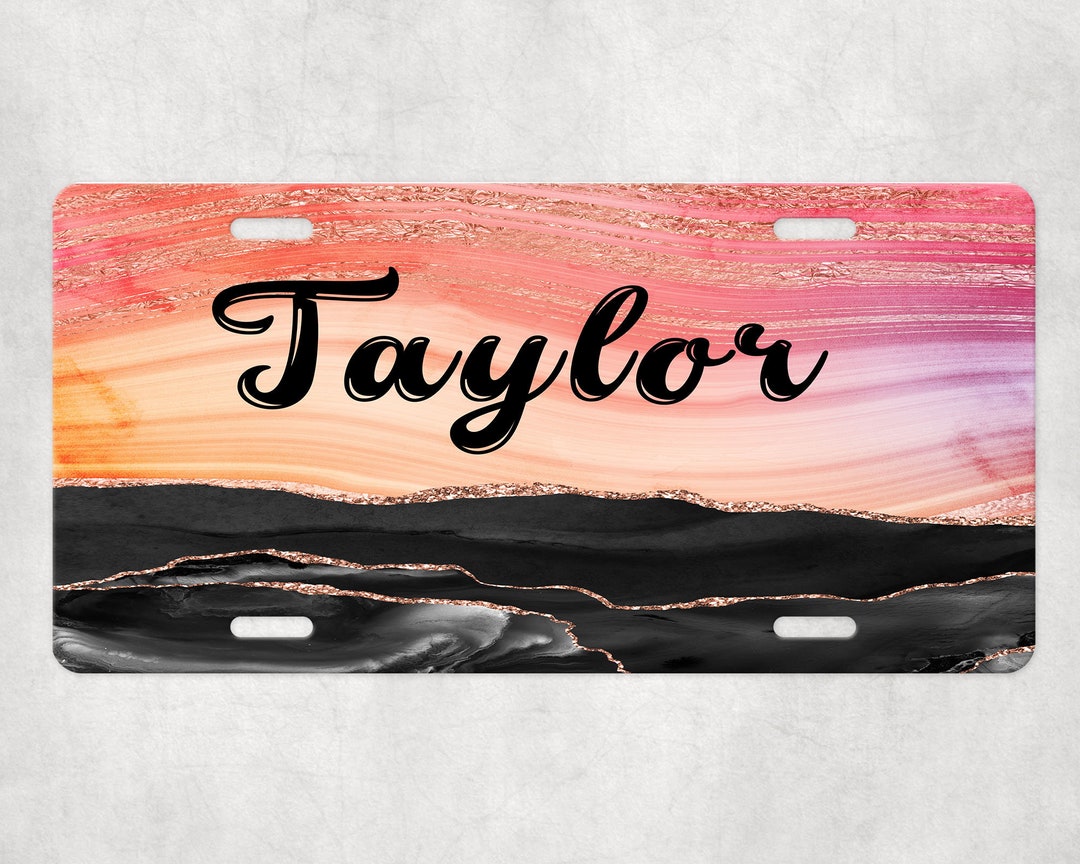 Personalized Black Agate and Rose Gold Aluminum Front License Plate - Etsy