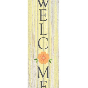 Yellow Floral Welcome Vertical Wood Print Sign - Etsy