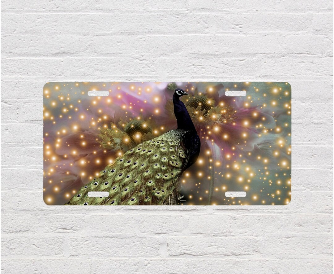 Peacock Sparkles Vanity Decorative Front License Plate Cute Car License Plate Made In The Usa