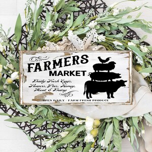 Farmers Market Animal Stack Printed Handmade Wood Sign - Etsy
