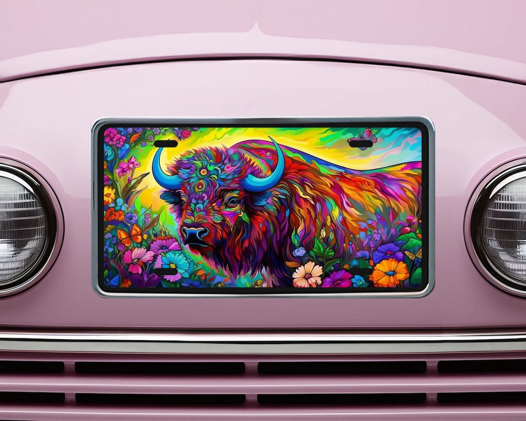 License Plate, Colorful Buffalo Printed Aluminum Front License Plate ...