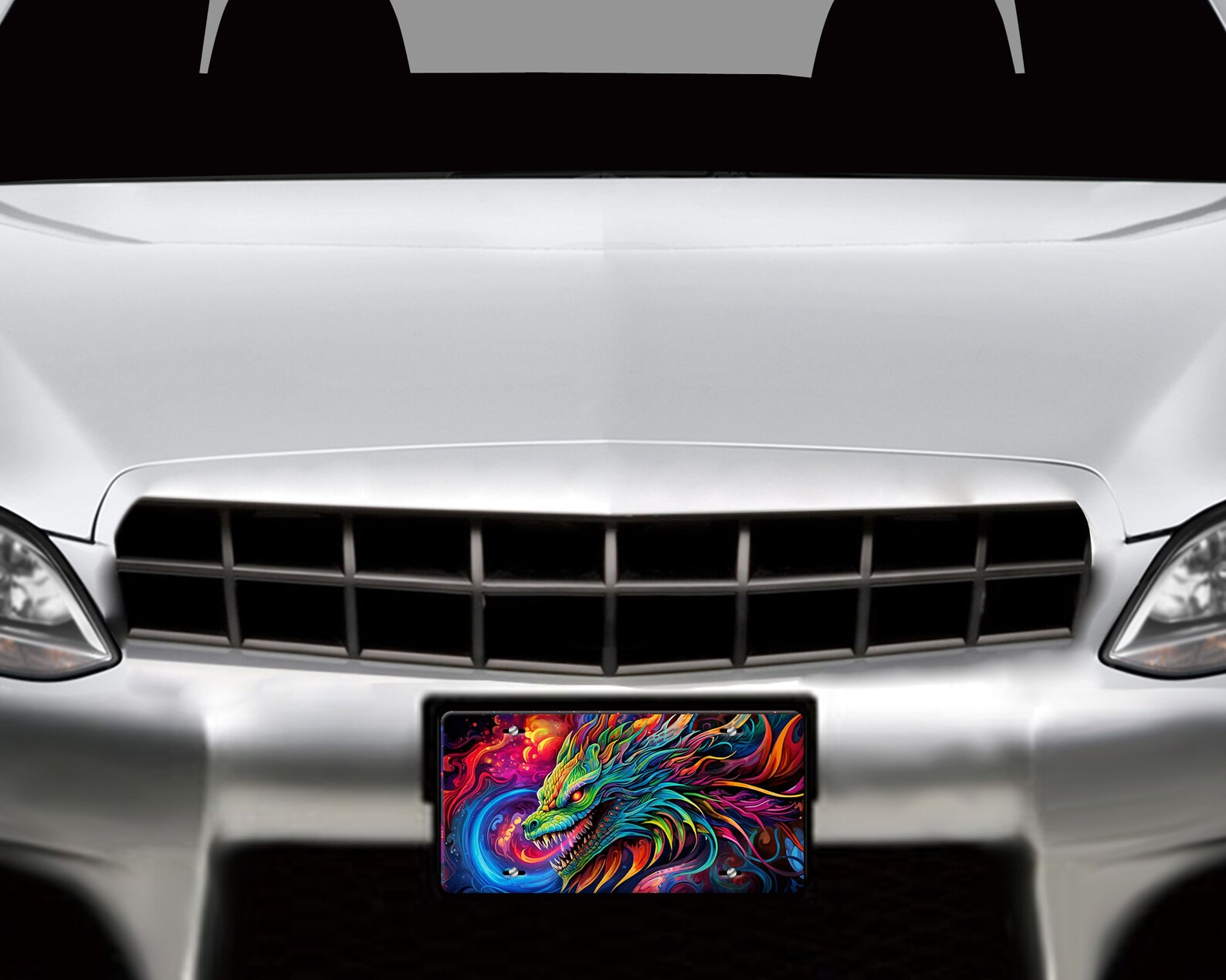 Neon Dragon Vanity Decorative Front License Plate Cute Car License ...