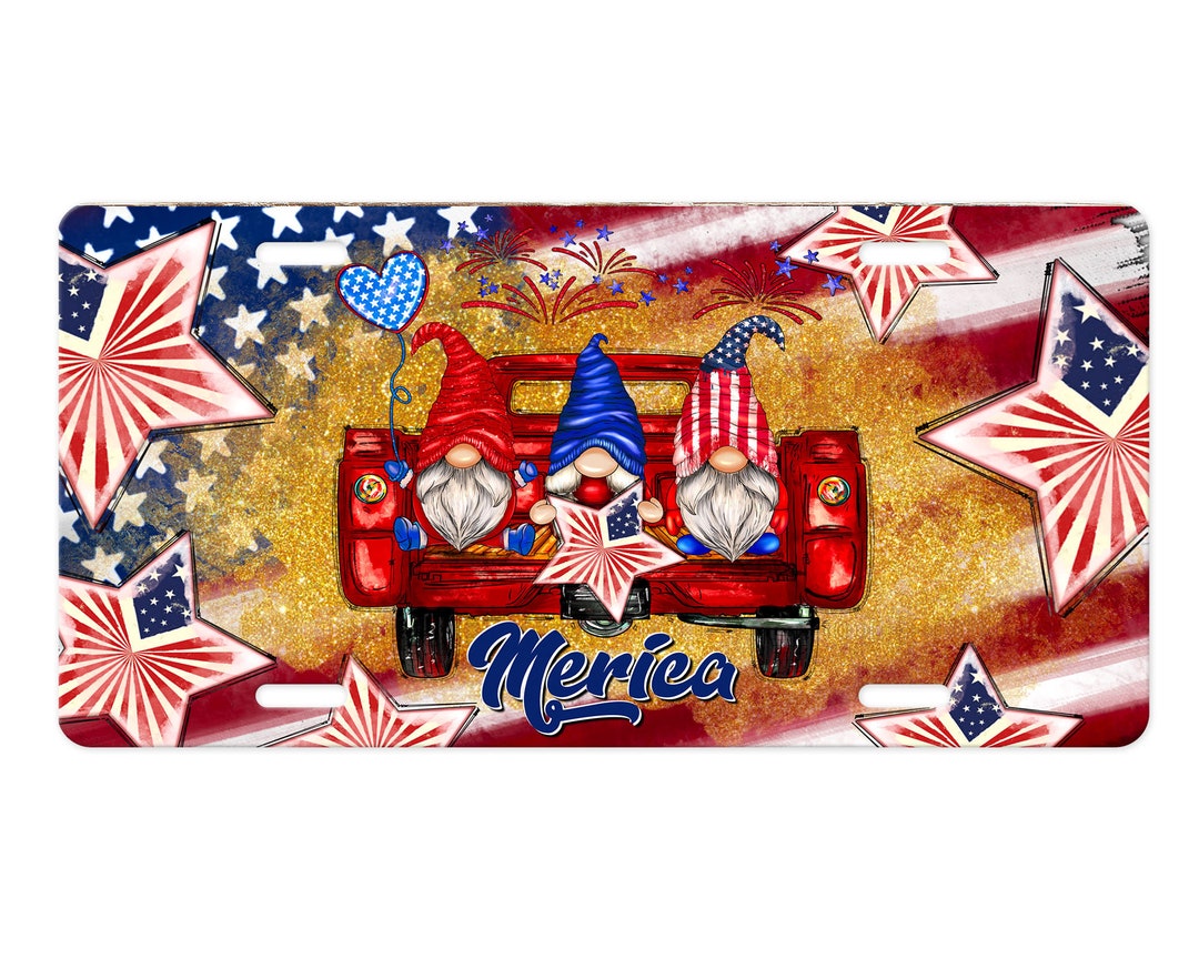 Merica Gnomes Printed Aluminum Front License Plate, Car Accessory ...