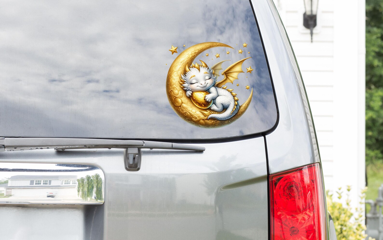 Sleeping Dragon on Moon UV DTF Transparent Decal / Sticker You Choose ...