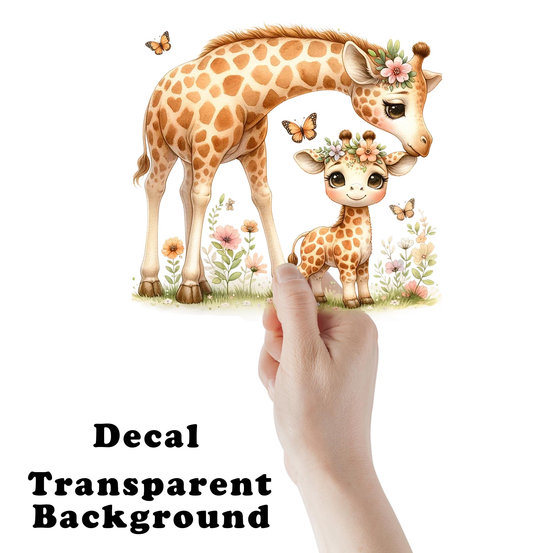 Giraffe and Baby UV DTF Transparent Decal / Sticker You Choose Size - Etsy