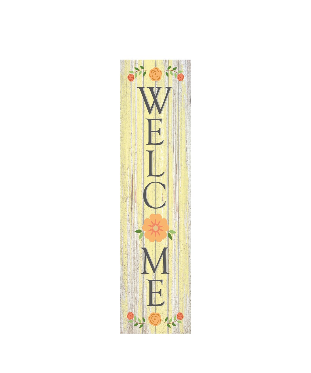 Yellow Floral Welcome Vertical Wood Print Sign - Etsy