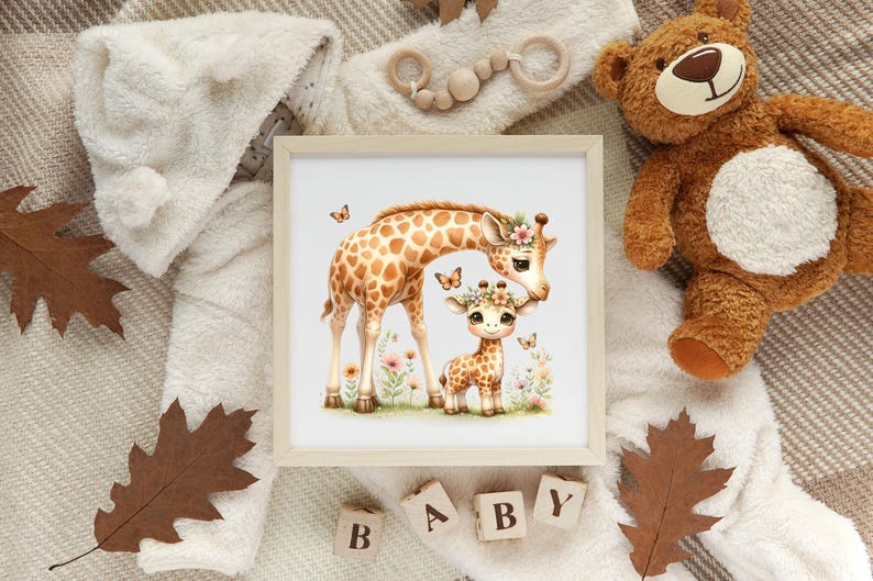 Giraffe and Baby UV DTF Transparent Decal / Sticker You Choose Size - Etsy