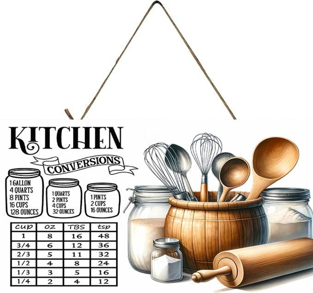 Kitchen Conversion Chart Wood Sign, Wood Decorative Wall Signs, 5" X 10 ...