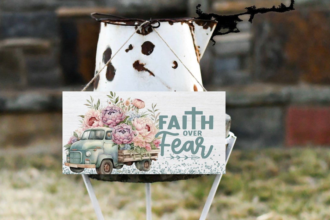 Faith Over Fear Wall Decor, Christian Sign, Printed Handmade Wood Sign ...