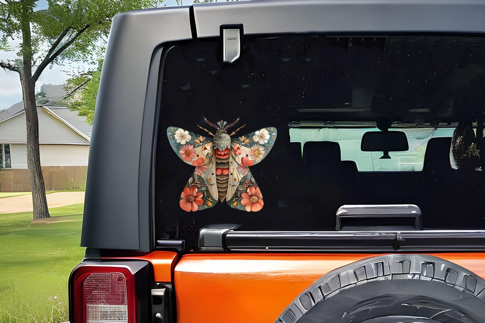 Flower Folk Art Moth UV DTF Transparent Decal / Sticker You Choose Size ...