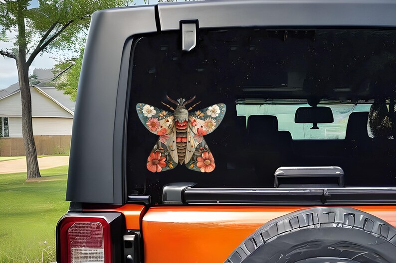 Flower Folk Art Moth UV DTF Transparent Decal / Sticker You Choose Size ...