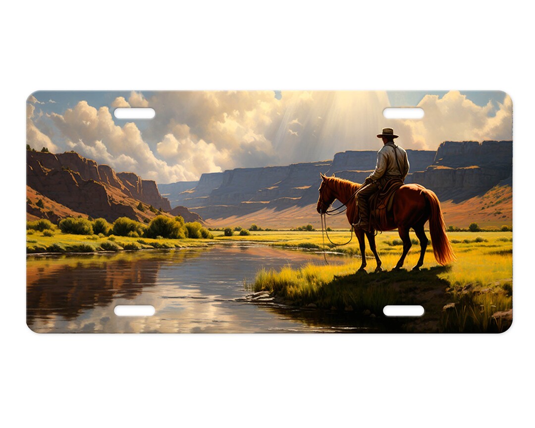 Cowboys at River Aluminum License Plate, Personalized Car Tag - Etsy