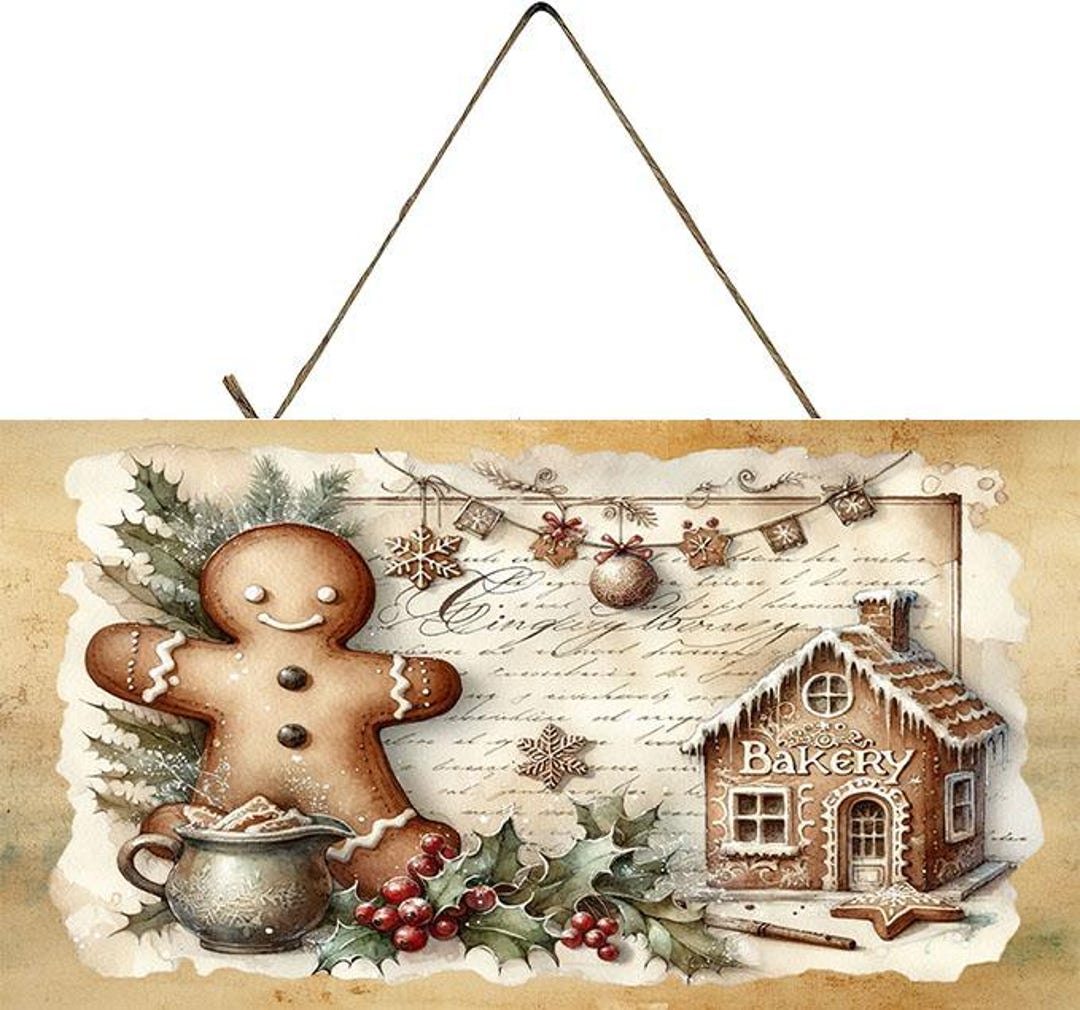 Gingerbread Man Bakery Wood Sign, Wood Decorative Wall Signs, 5" X 10 ...