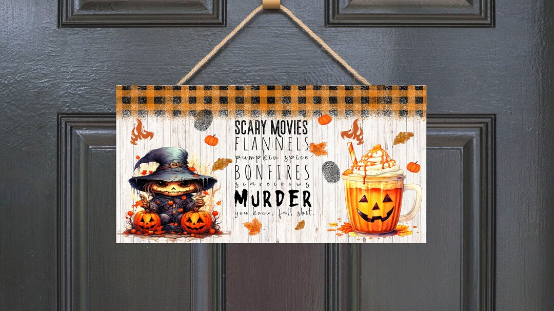 Scary Movie Flannel Fall Wall Decor, Fall Sign, Printed Handmade Wood ...