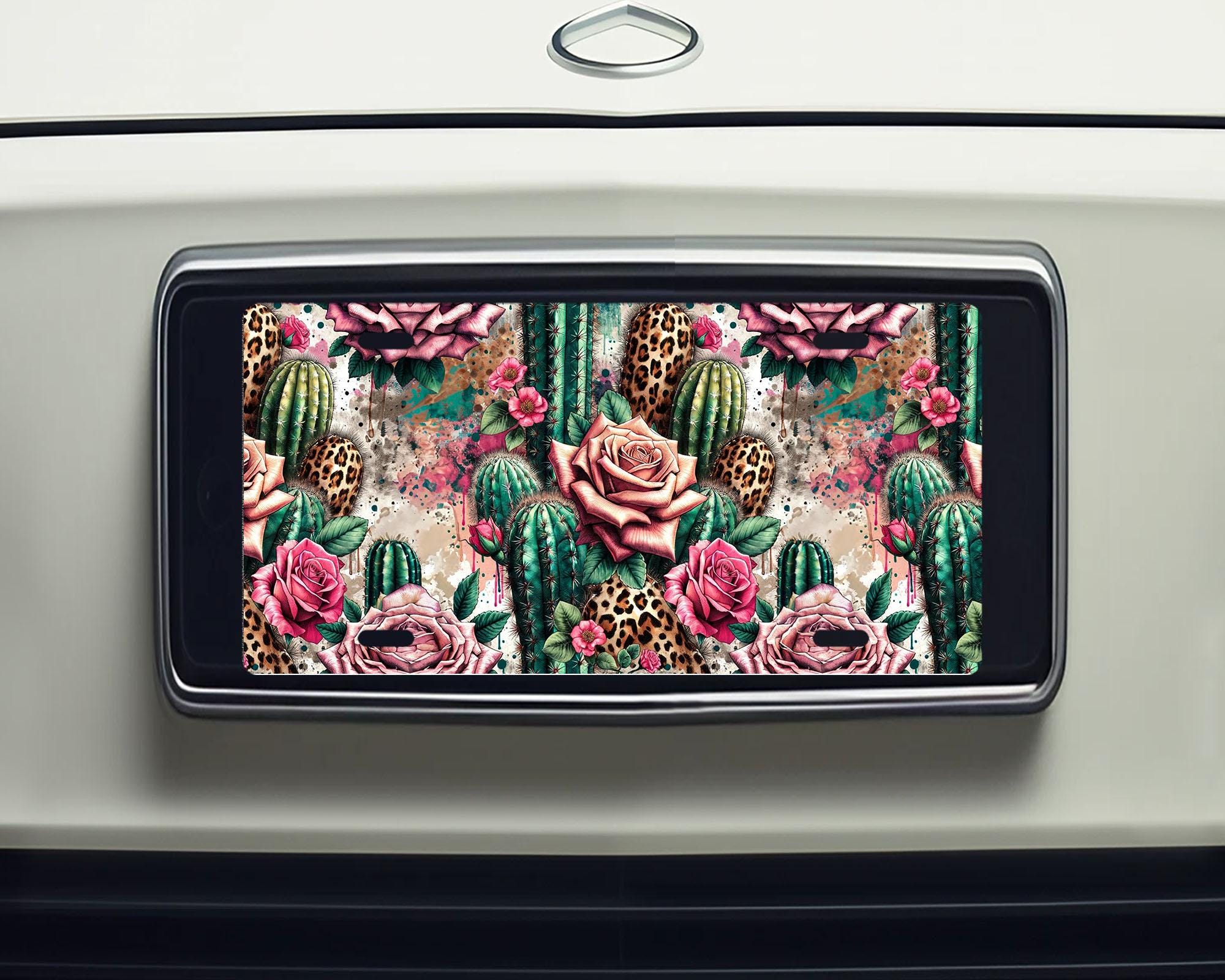 Cactus and Roses Vanity Decorative Front License Plate Cute Car License ...