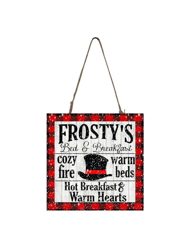 Frosty's Bed & Breakfast Red Buffalo Plaid Printed Handmade Wood ...