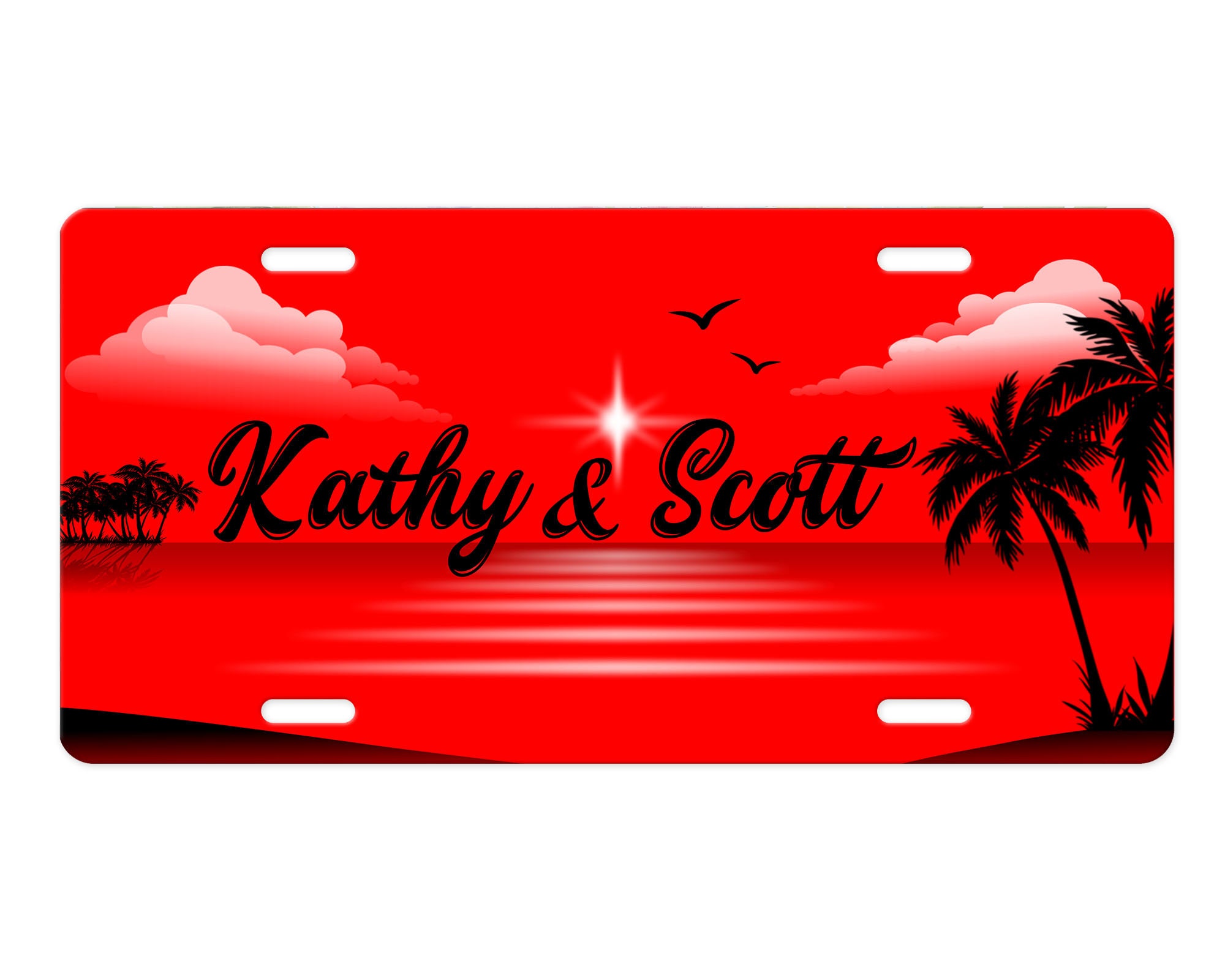 Personalized Beach in Red Aluminum Front License Plate - Etsy