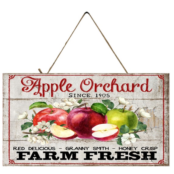 Apple Orchard Farm Fresh Printed Handmade Wood Sign - Etsy