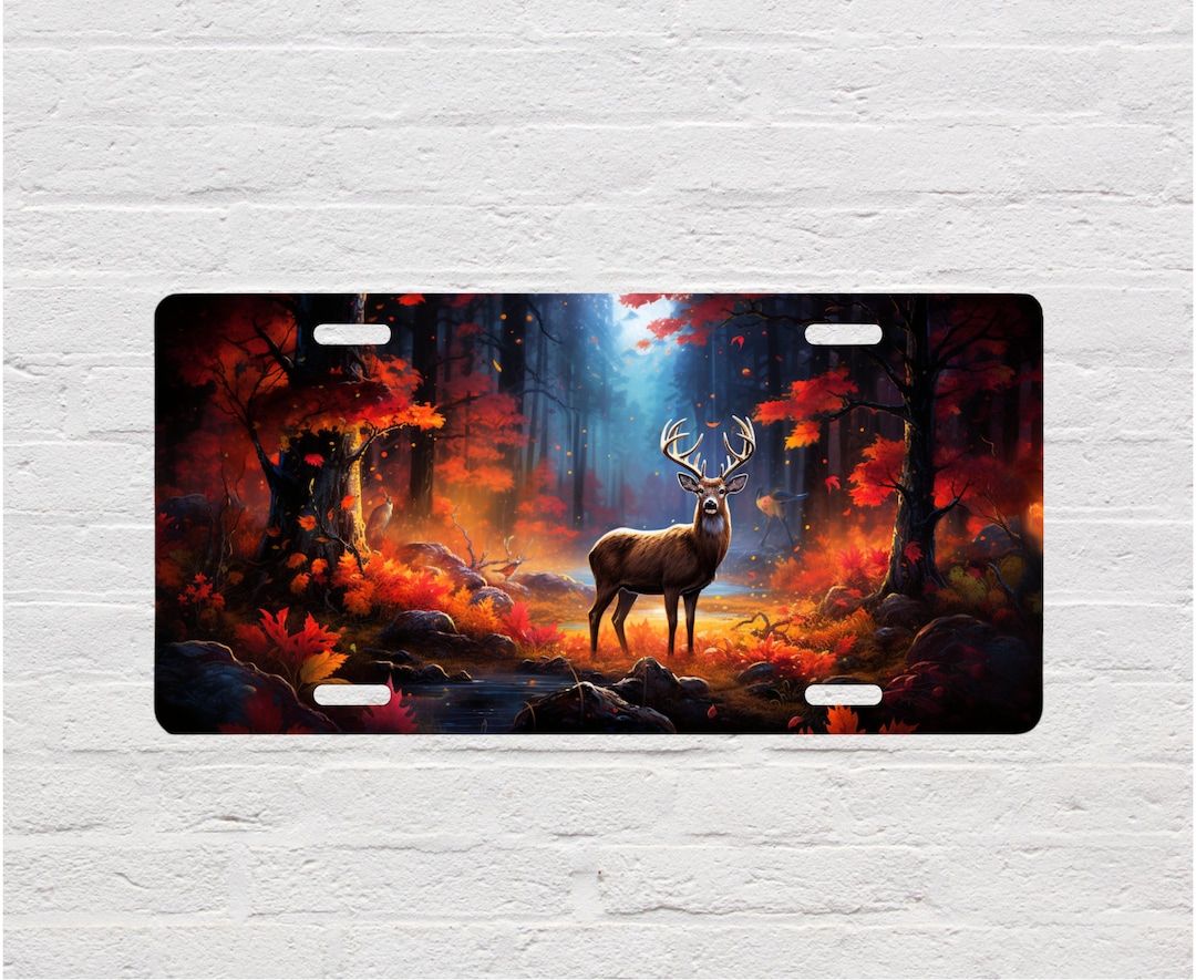License Plate Fall Deer Printed Aluminum Front License Plate, Car ...