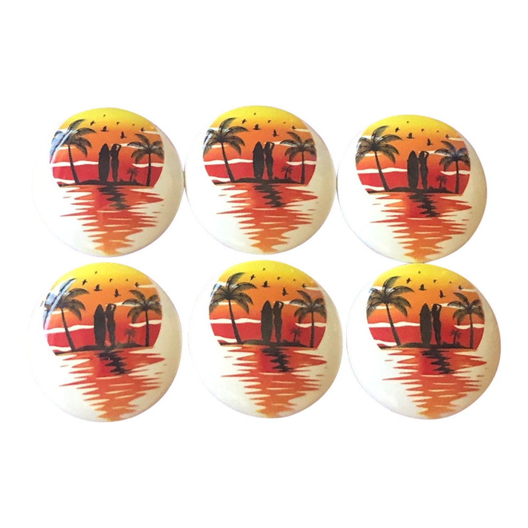 Set of 6 Sunset Beach Girl Wood Cabinet Knobs, Dresser Knobs, Beach Decor, Coastal, Surf Decor ...