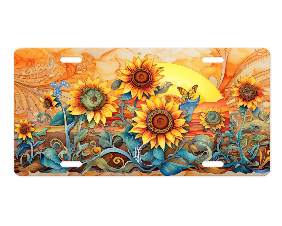Sunflower Sunrise Vanity Decorative Front License Plate Cute Car ...