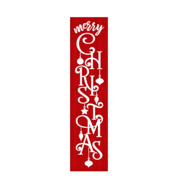 Red Wood Vertical Merry Christmas Sign - Etsy