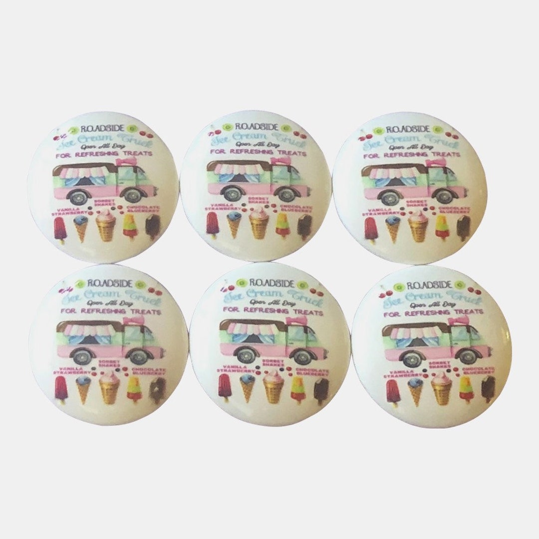 Set of 6 Ice Cream Truck Wood Cabinet Knobs, Dresser Knobs Drawer Knobs ...