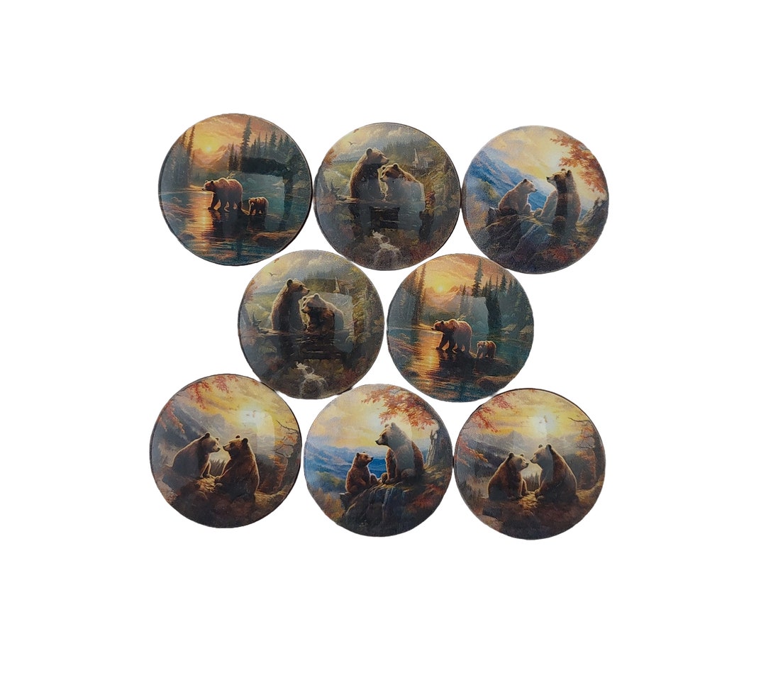 Bears in Forest Cabinet and Drawer Knobs, Set of 8, Cabinet Knobs ...