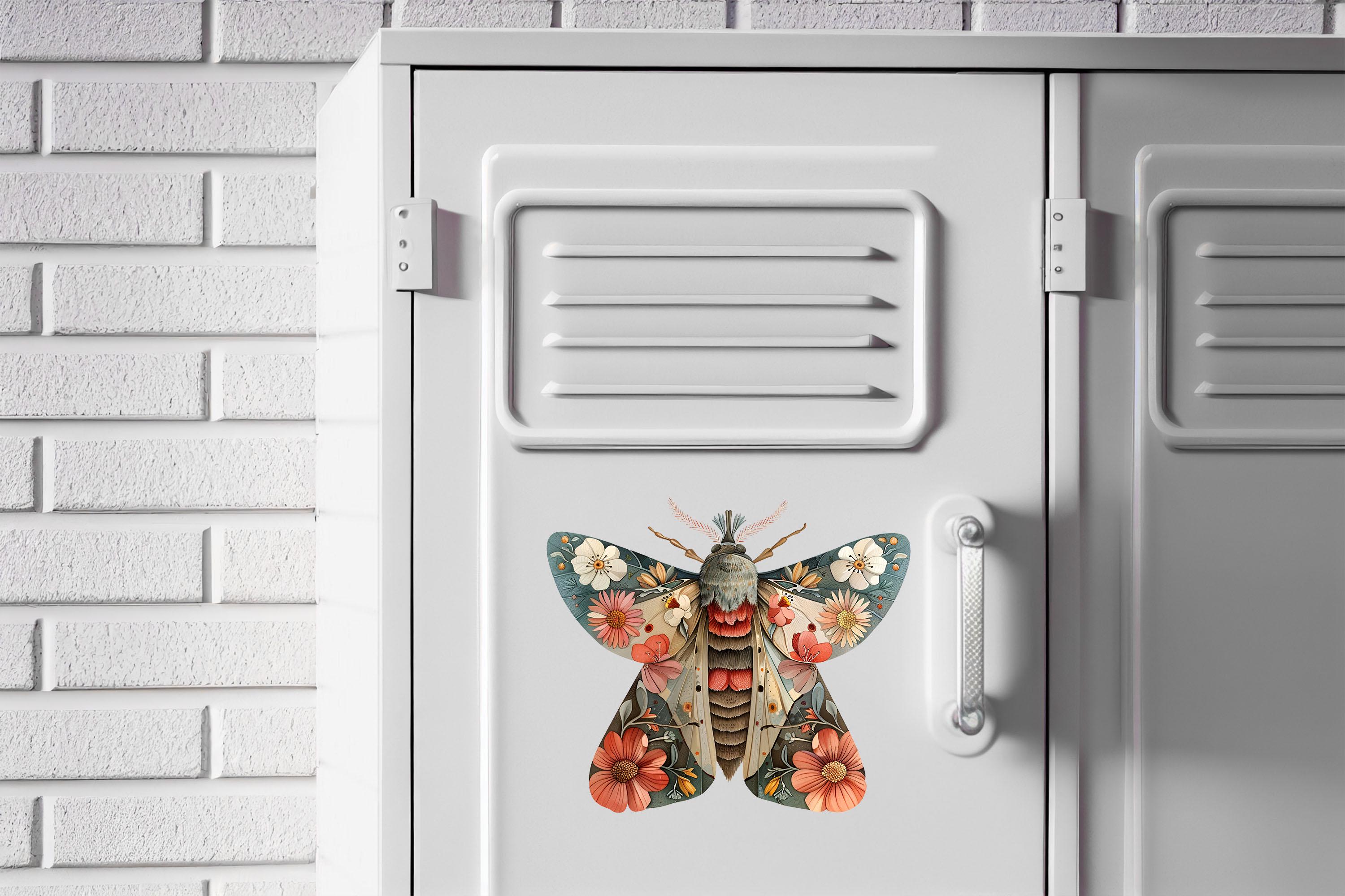 Flower Folk Art Moth UV DTF Transparent Decal / Sticker You Choose Size ...