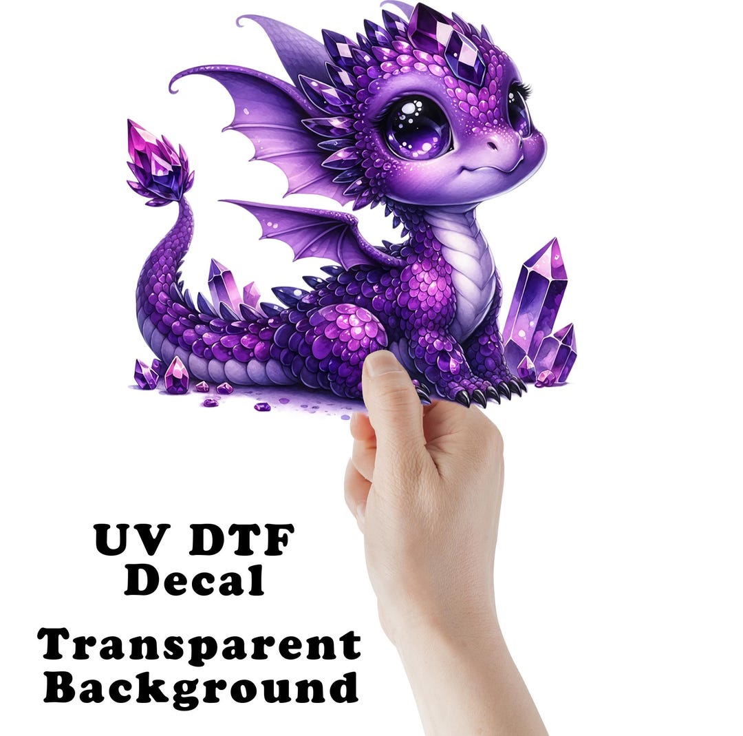 Amethyst Dragon UV DTF Transparent Decal / Sticker You Choose Size - Etsy
