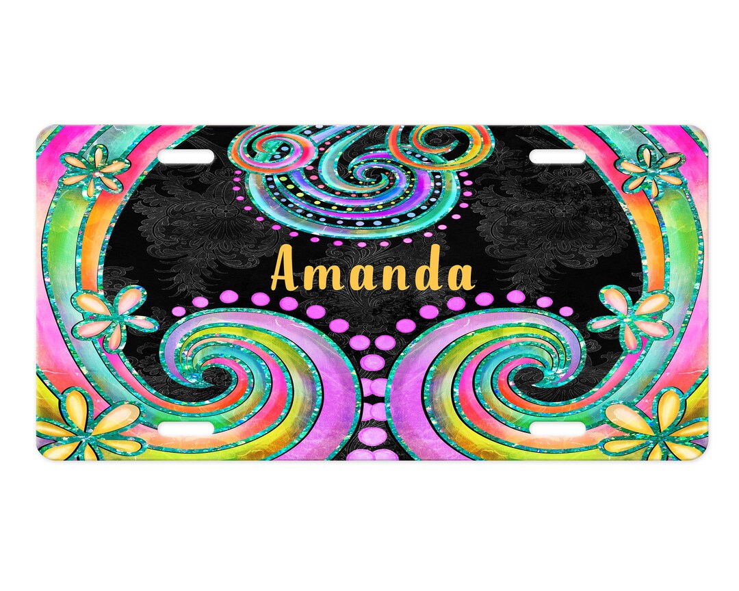 Personalized Psychedelic Print Aluminum Front License Plate - Etsy