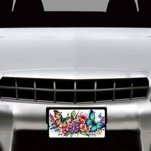 Butterfly Garden Printed Aluminum Front License Plate, Car Accessory ...