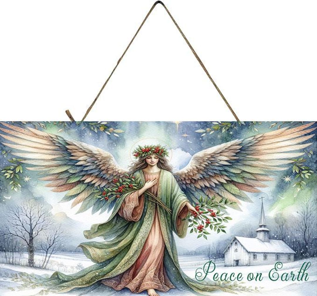 Peace on Earth Angel Christmas Wood Sign, Wood Decorative Wall Signs, 5 ...