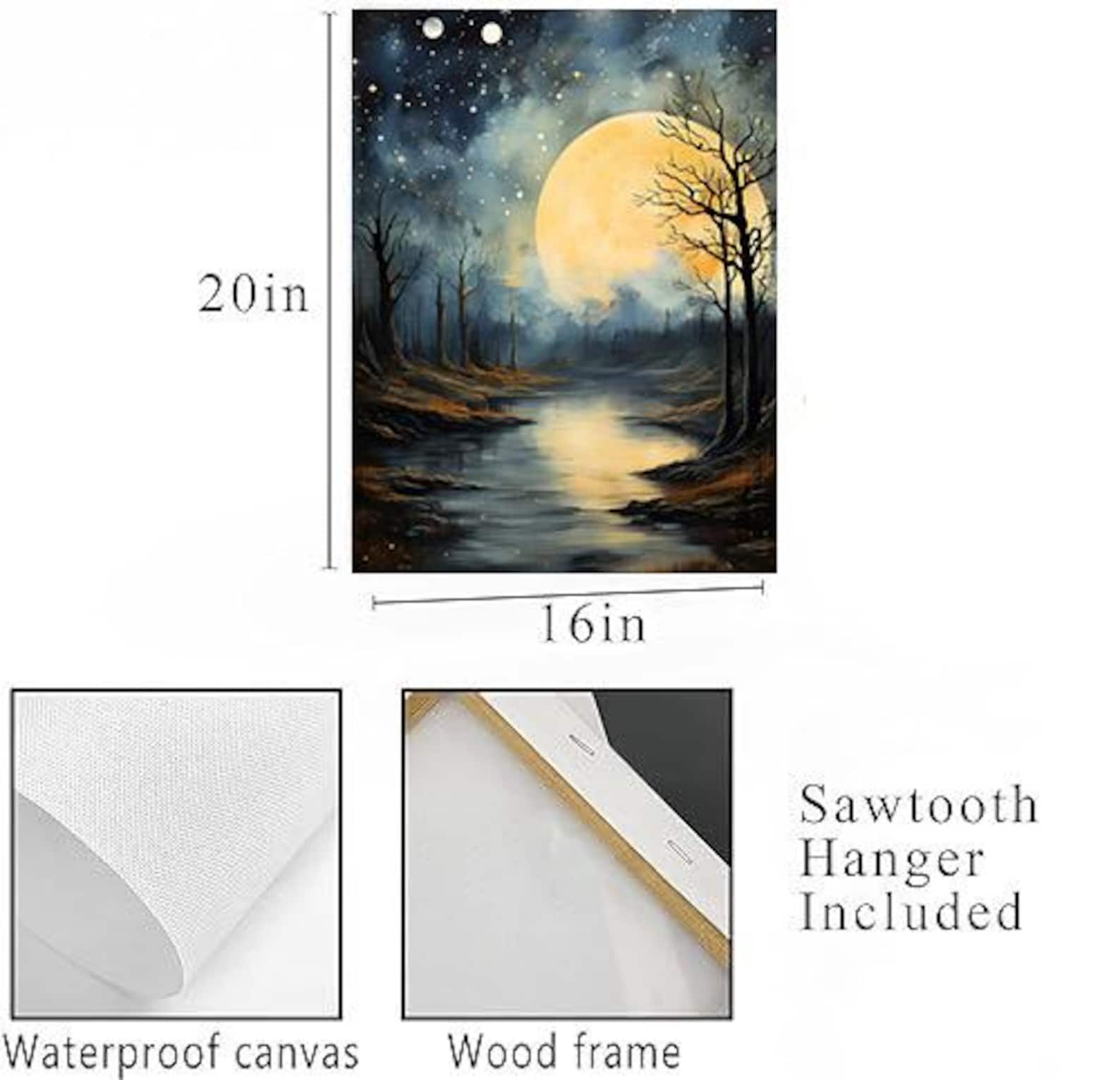 16x20 Reflection of the Moon Wall Art Canvas Print - Etsy