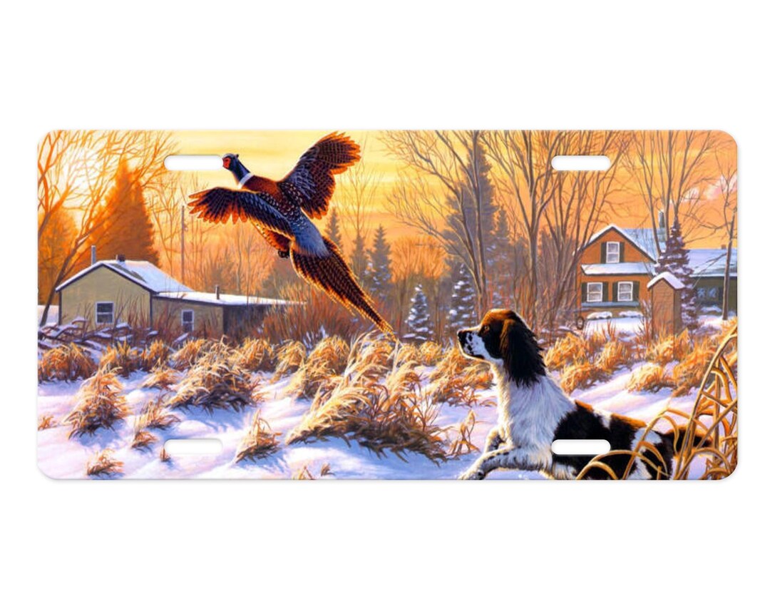 Pheasant Hunting Dog Vanity Decorative Front License Plate Cute Car ...