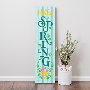 24 Inch Hello Spring Vertical Wood Print Sign - Etsy