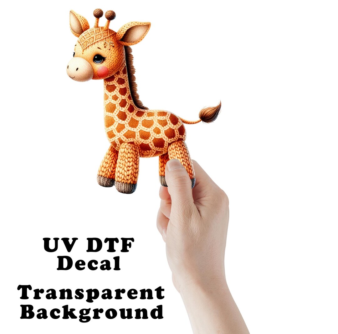Knit Style Giraffe UV DTF Transparent Decal / Sticker You Choose Size ...
