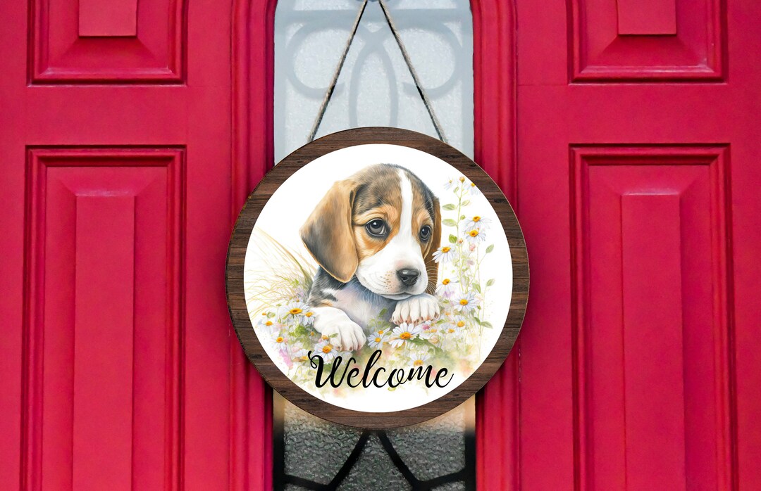 Beagle Welcome Sign, Farmhouse Wood Door Hanger - Etsy