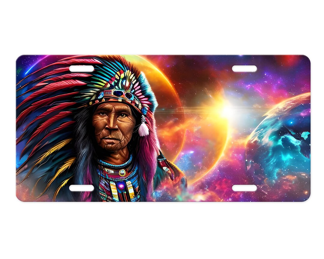 Old Native American Chief Vanity Aluminum Front License Plate Car ...