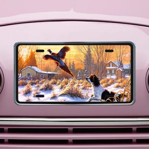 Pheasant Hunting Dog Vanity Decorative Front License Plate Cute Car ...
