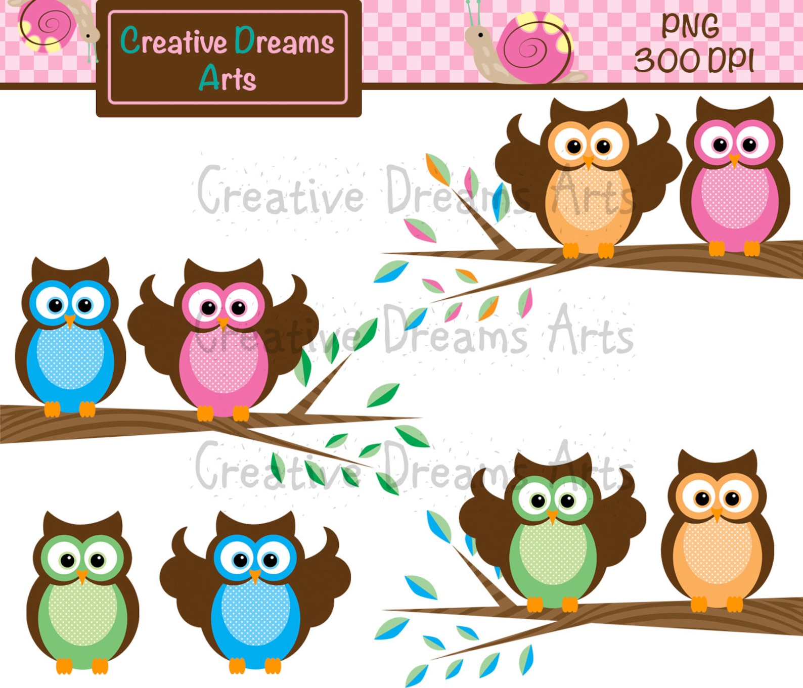 Sweet Owl Digital Clipart Instant Download - Etsy