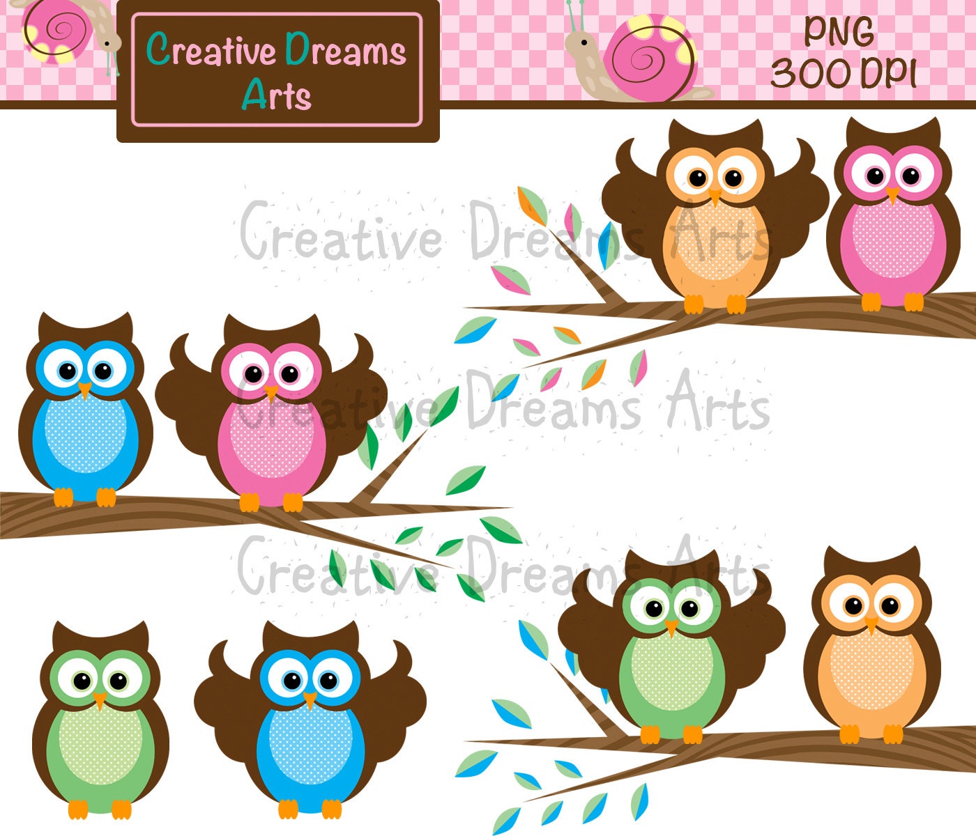 Sweet Owl Digital Clipart Instant Download - Etsy