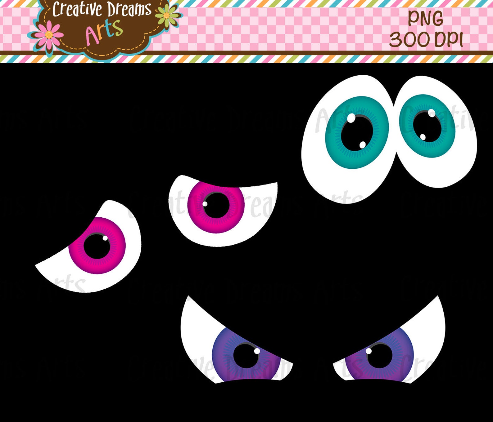 Spooky Eyes Clipart Instant Download - Etsy