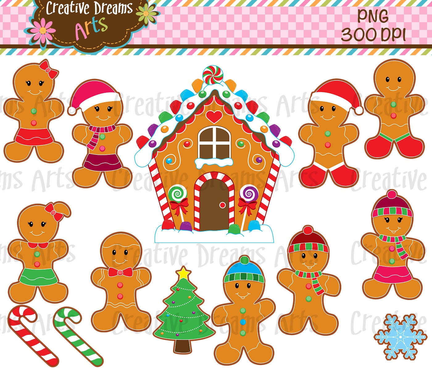 Gingerbread Digital Clip Art Instant Download - Etsy