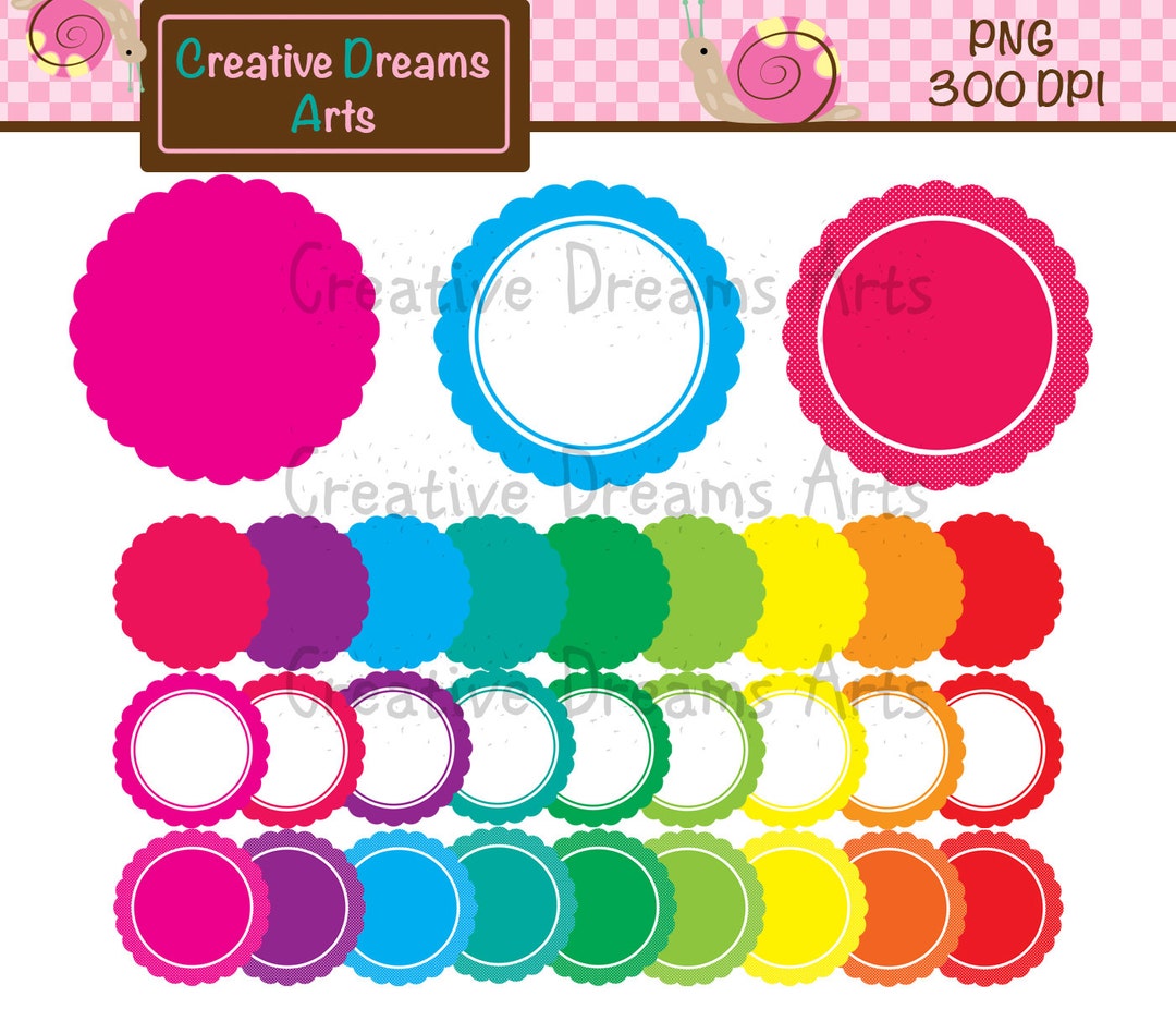 40% Off! 30 Digital Scalloped Circles Instant Download - Etsy