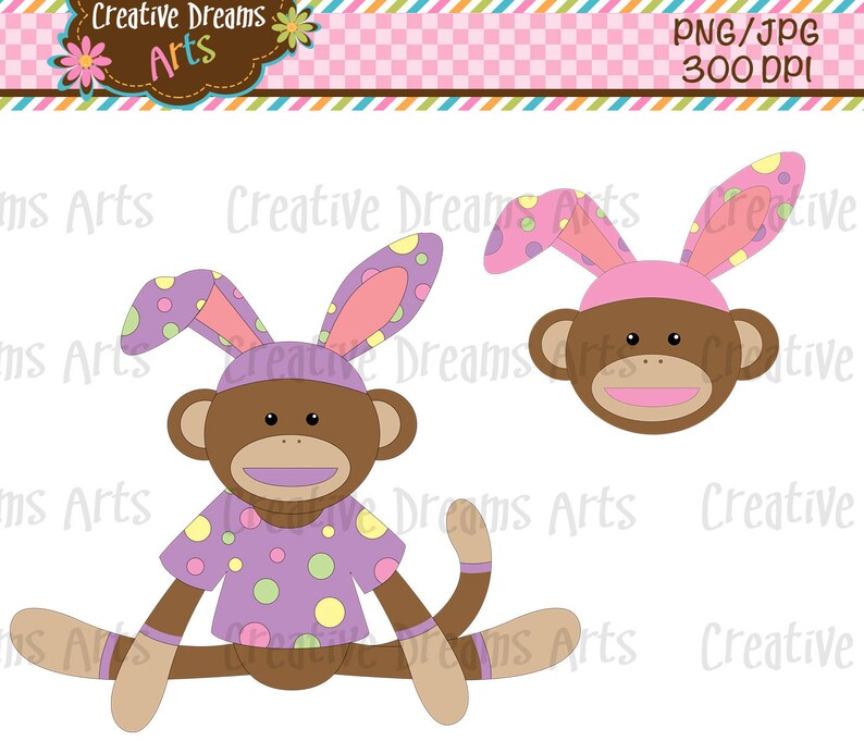 40% Off Easter Sock Monkey Digital Clip Art Instant Download - Etsy