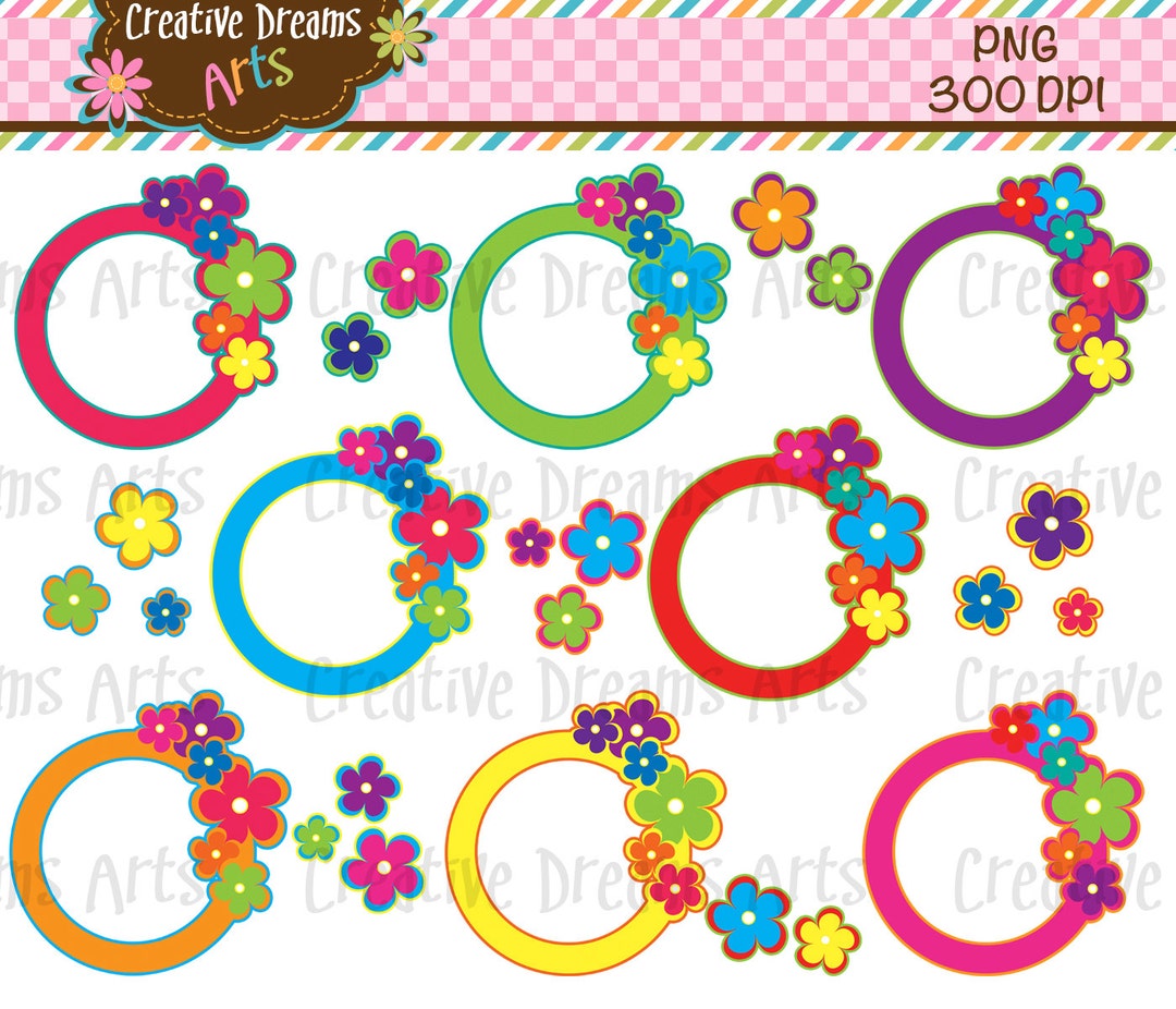 Flower Frames Digital Clipart Instant Download - Etsy
