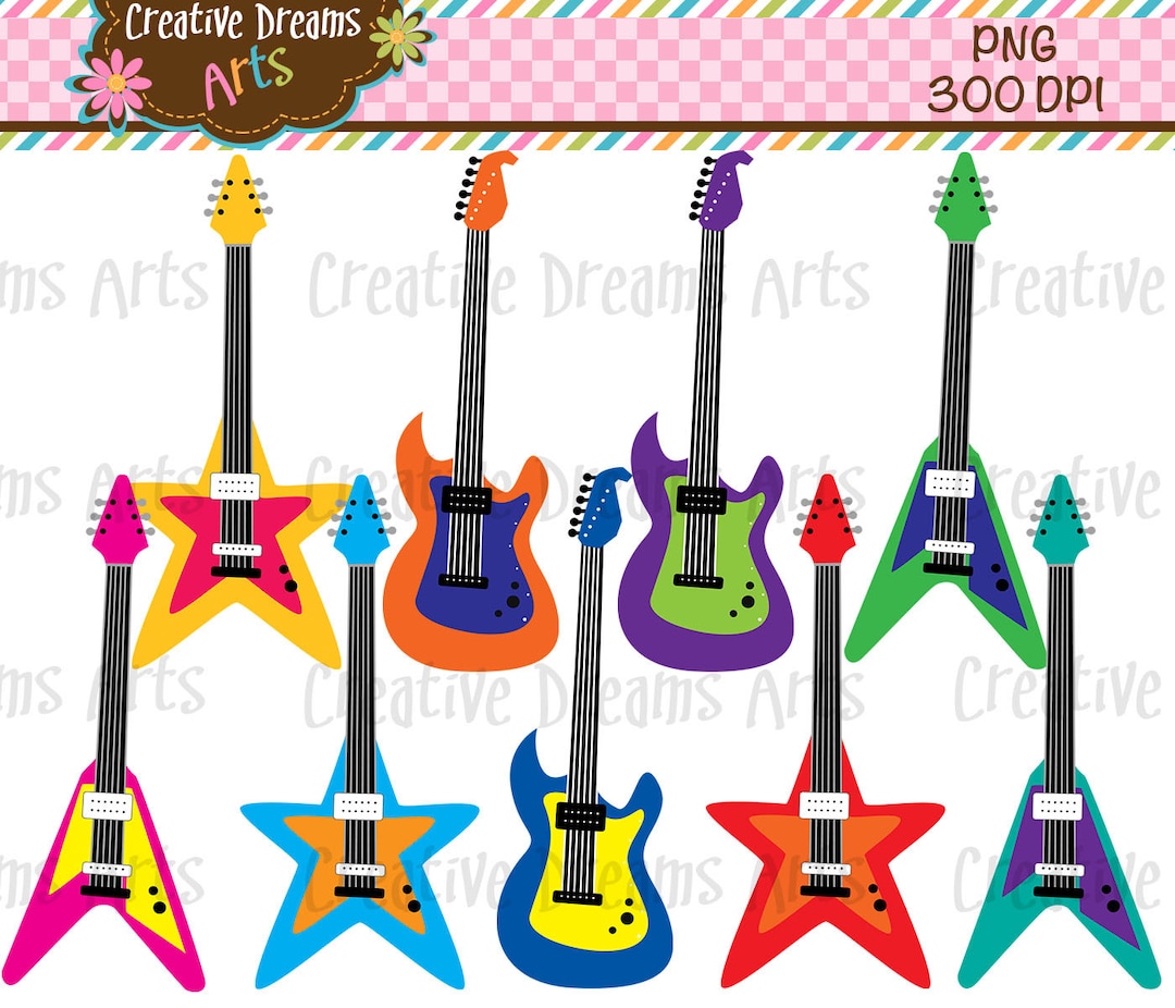 Rock Guitar Digital Clip Art Instant Download - Etsy