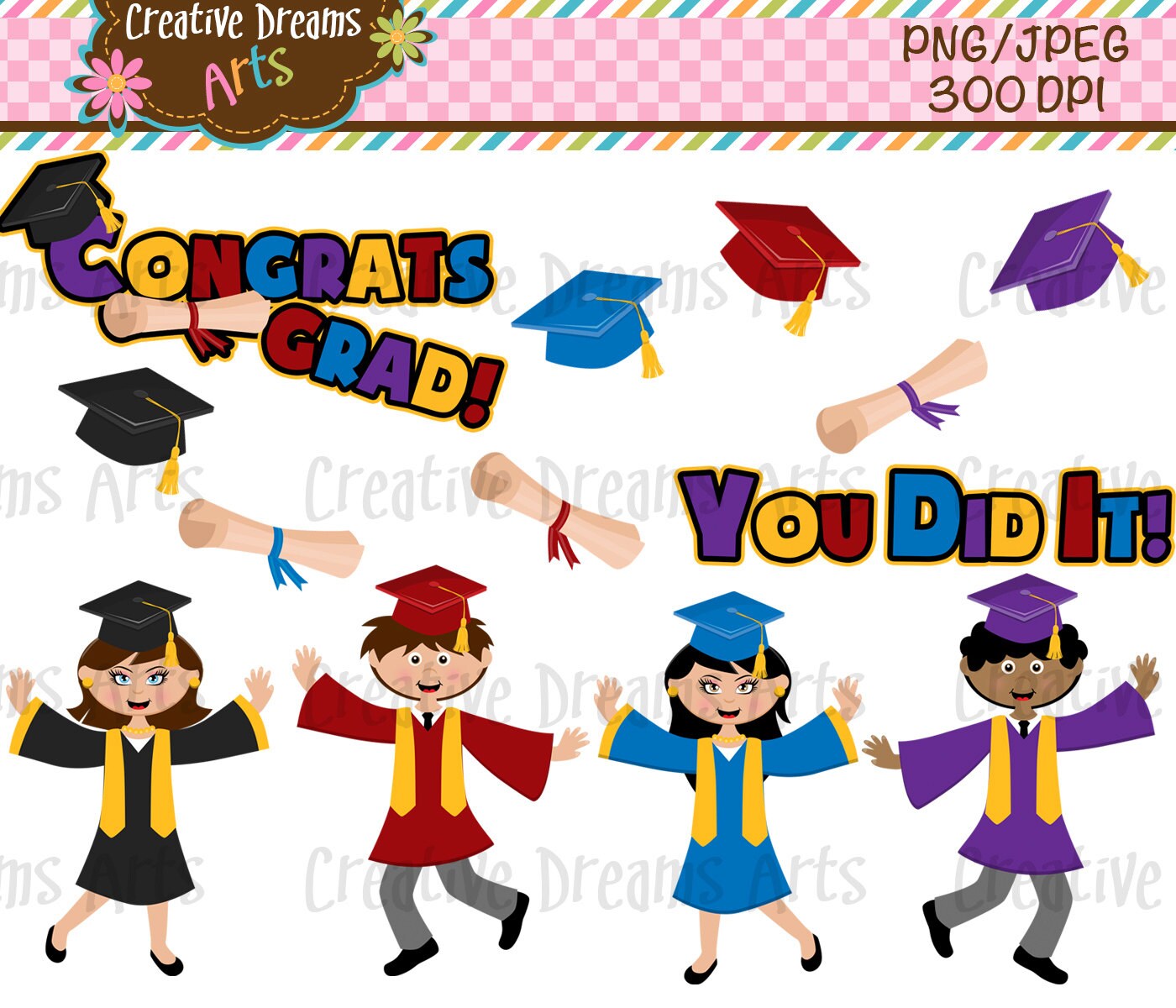 Graduation Clip Art Instant Download - Etsy